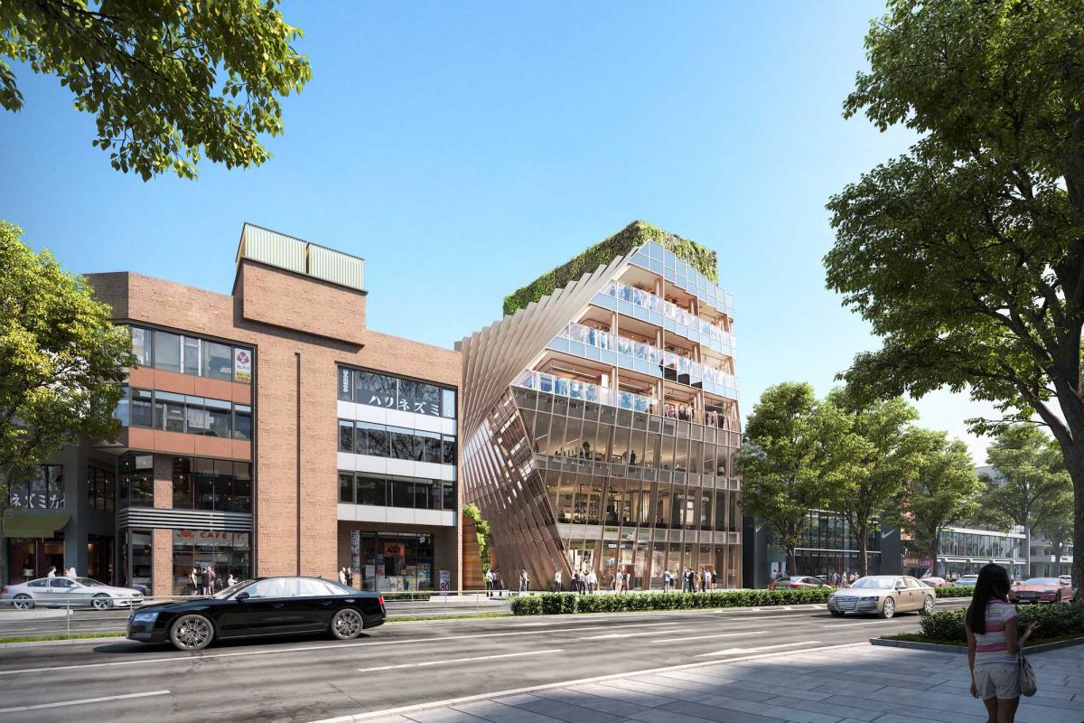OMA's First Mixed-Use Building on Omotesando Under Construction