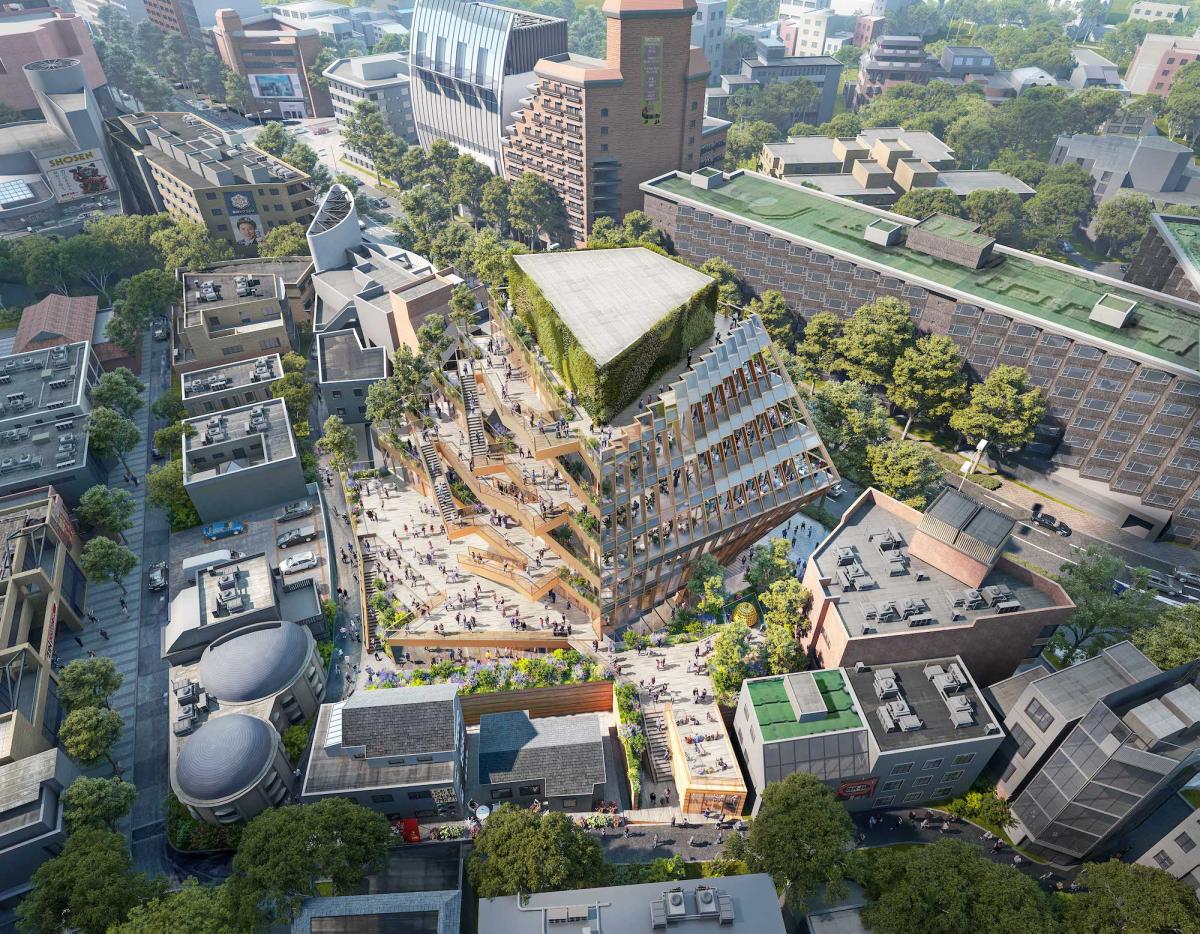 OMA's First Mixed-Use Building on Omotesando Under Construction