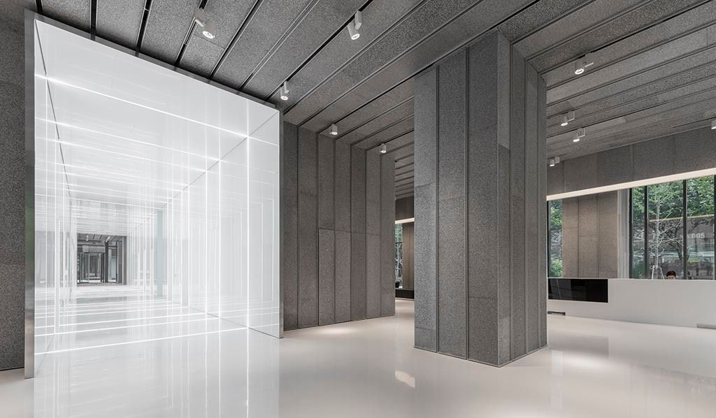 Aluminum Lobby at SOHO Fuxing Plaza AIM ARCHITECTURE